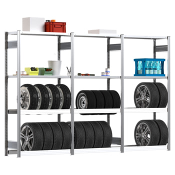 Garagenregal 3 Felder Set Räderregal 250 kg 2.000 x 3.071 x